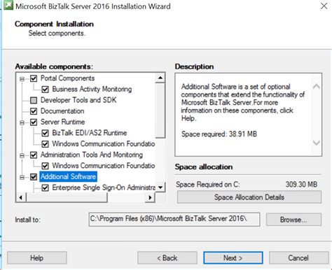 Select The Components For Installation As Below