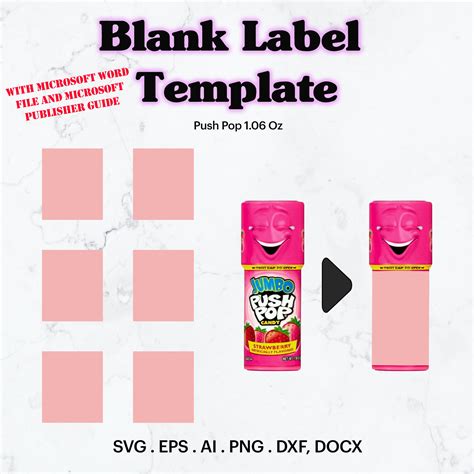 Push Lollipop Jumbo Candy 1 Oz Blank Label Template Svg Pop Candy