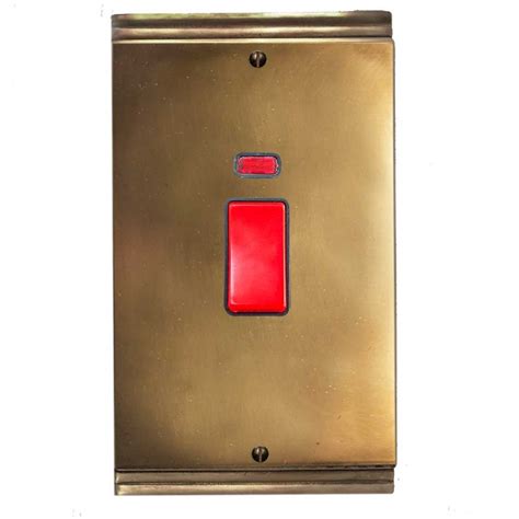 Plaza Vertical Cooker Switch Hand Aged Brass Broughtons Lighting Ironmongery