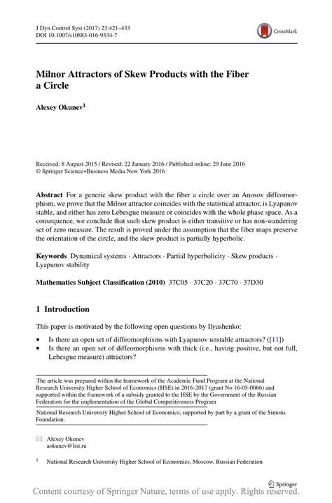 Milnor Attractors Of Skew Products With The Fiber A Circle Request Pdf