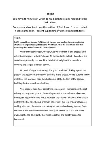 Ccea Gcse English Language Unit 4 Comparing Literary Texts Birdsong And Spies Teaching Resources