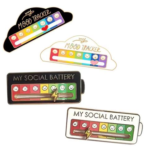 Personalized Rainbow Social Battery Enamel Brooch Mood Conversion Pin