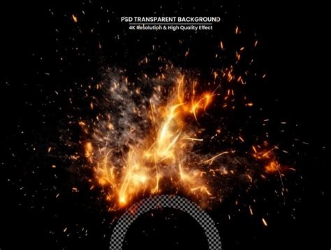 투명 한 배경 추상 불타는 배경에 고립 된 화재 및 비행 불꽃의 불길 프리미엄 Psd 파일