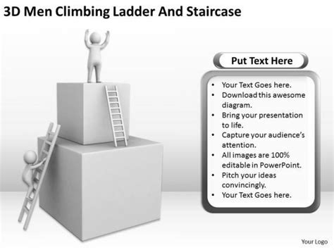 Business People Images 3d Man Climbing Ladder And Staircase Powerpoint