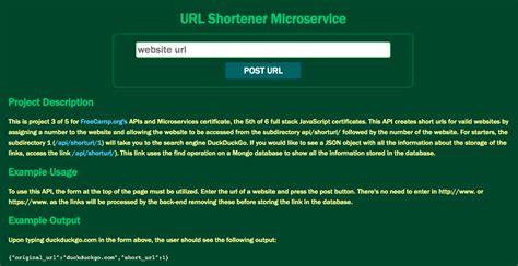 url shortener microservice free code camp replit