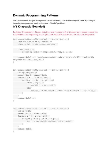 Dynamic Programming Patterns Pdf Computer Programming Applied