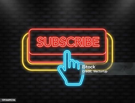 네온 아이콘 웹 마케팅 디자인을위한 흰색 배경에 빨간색 구독 네온 버튼이있는 아이콘 플랫 디그네이션 Theatrical