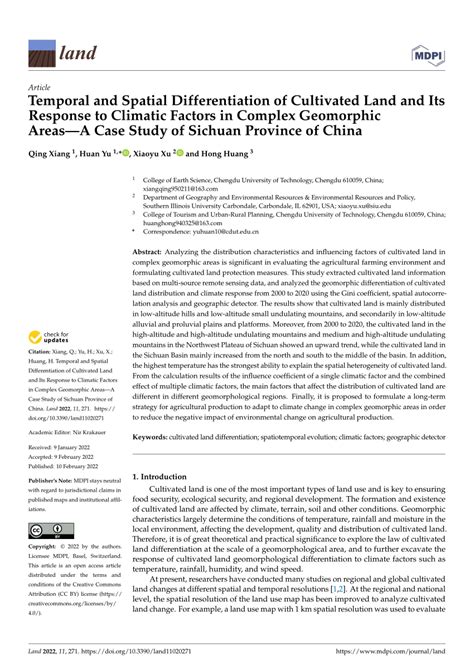 Pdf Temporal And Spatial Differentiation Of Cultivated Land And Its Response To Climatic