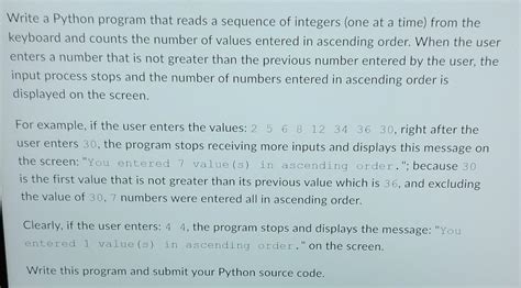 Solved Write A Python Program That Reads A Sequence Of