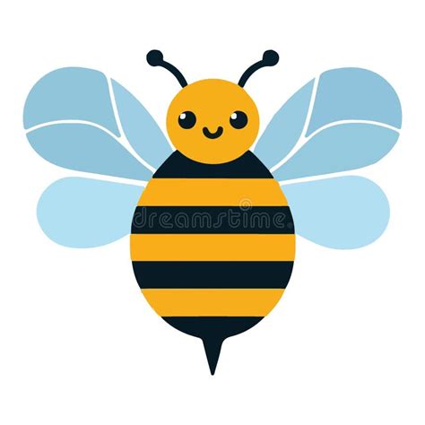 Adorable Cartoon Honey Bee With Big Eyes Colorful Vector Design Stock