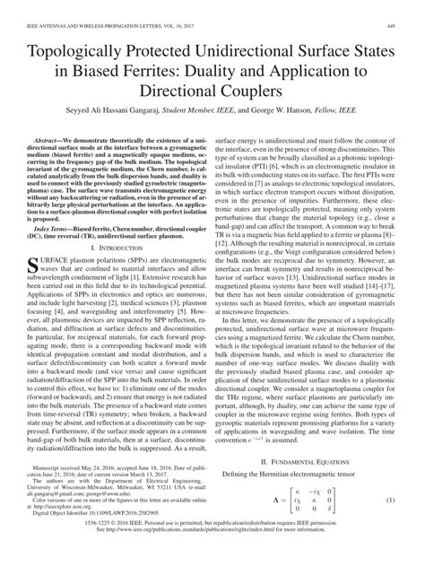 Pdf Topologically Protected Unidirectional Surface States In Biased