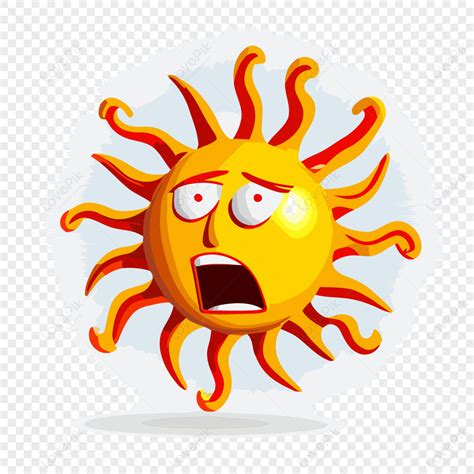 뜨거운 태양 벡터만화클립 아트상표 Png 일러스트 무료 다운로드 Lovepik