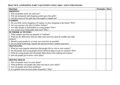 Practice Using 5 Strategies To Answer Part 3 Question Practice Answering Part 3 Question Using
