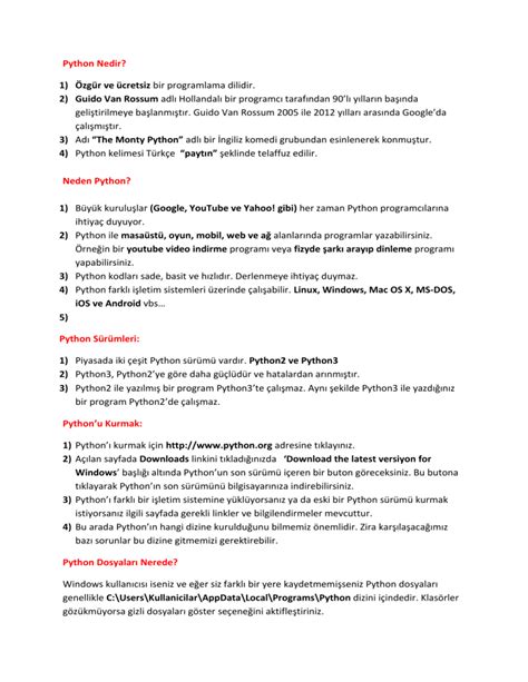 Python Programlama Dili Ders Notları