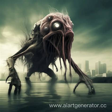 Mutated Creature Emerging From Toxic Environment Ai Art Generator