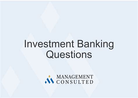 Investment Banking Interview Questions