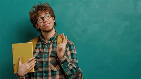 Cool Guy Nerd With A Book Under His Arm Showing Gesture Class Background Nerd Geek Hipster