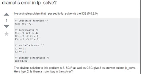 Yet Another Math Programming Consultant Lp Solve Problems With Tiny Model