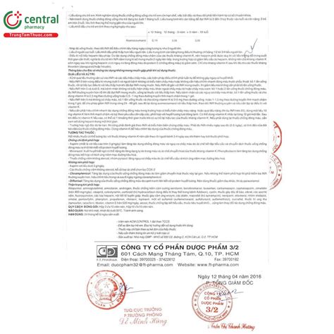 Thuốc Acm Control 1 điều Trị Huyết Khối Tĩnh Mạch Sâu Nghẽn Mạch Phổi