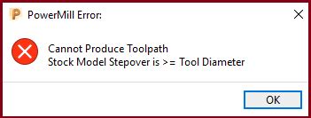 Impossibile Creare Il Percorso Utensile Il Passo Laterale Del Modello Materiale Residuo