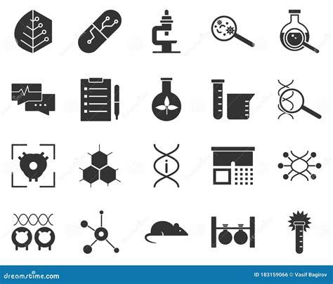 Chemical Reaction Bioengineering Glyph Icons Set Biotechnology For Health Researching