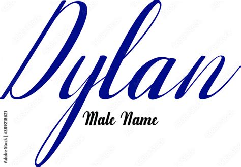 Dylan Male Name Cursive Calligraphy Blue Color Text On Light Grey