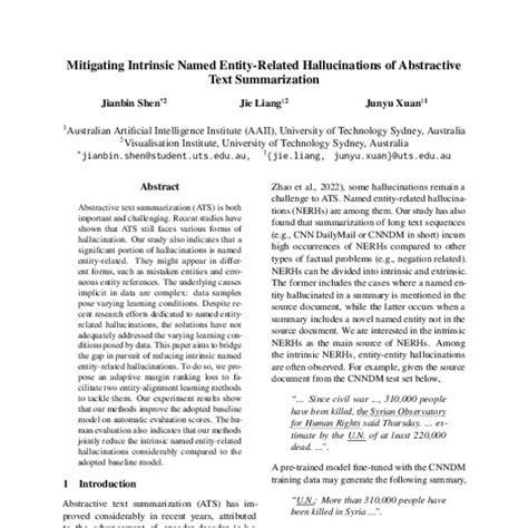 Mitigating Intrinsic Named Entity Related Hallucinations Of Abstractive Text Summarization Acl