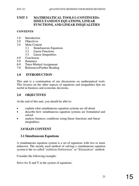 Chapter 3 Quantitative Method Fo Business Pdf Equations System Of