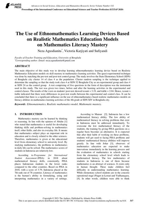 Pdf The Use Of Ethnomathematics Learning Devices Based On Realistic