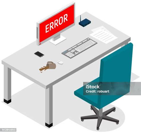 컴퓨터 모니터에 비문 오류가 있는 작업장 직원 또는 사무직 직원의 근무일 불량 가정의 방에 대한 스톡 벡터 아트 및 기타 이미지 가정의 방 낮 노트북 Istock