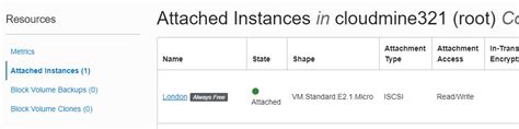Oracle Gen2 Cloud Detaching A Volume Oracledbwr