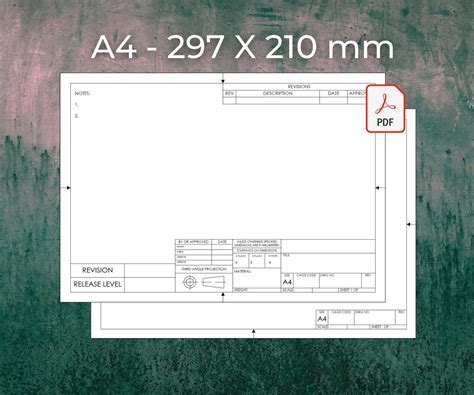 Iso A4 Size Printable Pdf Drafting Title Block Template Sheets 1 And 2