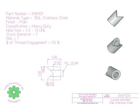 1 Heavy Duty Stainless Steel Welding Nuts Kiesler Machine Inc