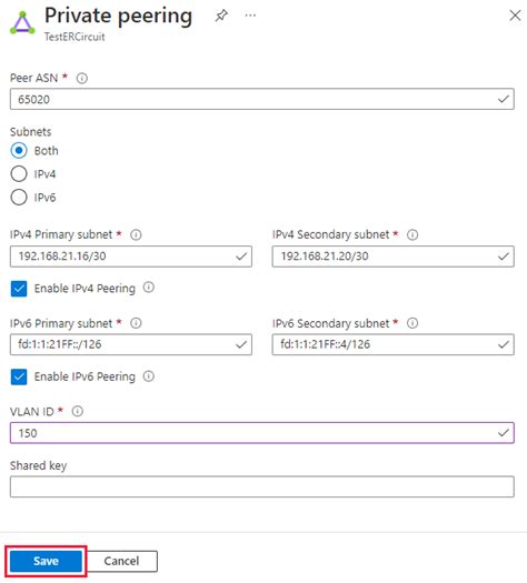 Configure Peering For Expressroute Circuit Azure Portal Microsoft Learn
