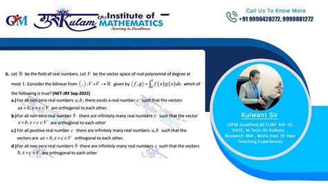 Question 6 Linear Algebra Netjrf Sep 2022 Youtube