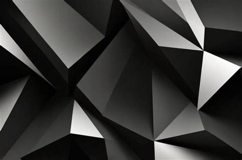 Dark Gray Geometric Abstract Background With Black White Gradient And D Effect Premium Ai