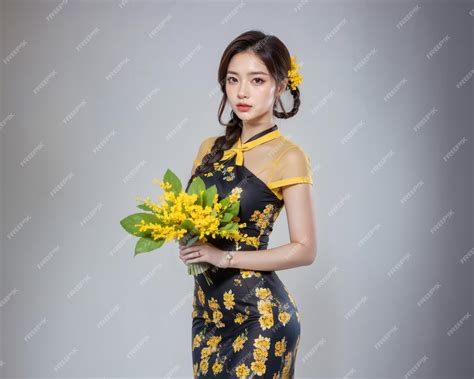 Premium Photo Elegant Woman In A Fashionable Burmese Traditional