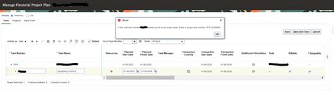 A Task With Task Number Already Exists In The Project Plan Enter A