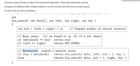 Solved The Binary Search Function In Figure 198 Has Three