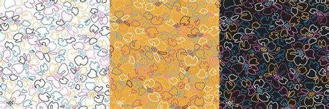 Conjunto De Patrones Florales Sin Soldadura De Color Diferente