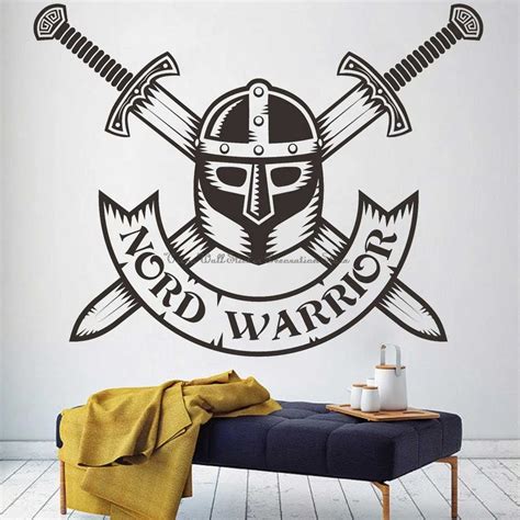 노드 전사 벽 스티커 북유럽 바이킹 역사와 문화 전사 무기 방패 박물관 북유럽 홈 장식 선물 비닐 데칼 W6벽걸이 스티커 Aliexpress