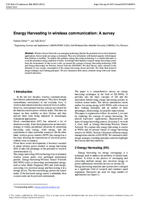 Pdf Energy Harvesting In Wireless Communication A Survey