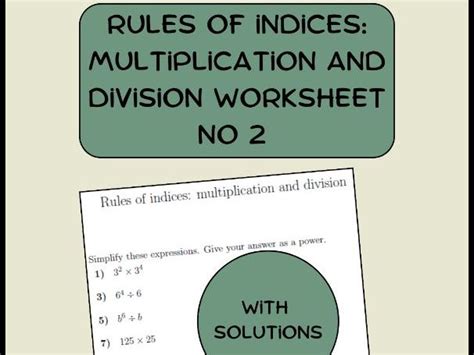 Rules Of Indices Multiplication And Division Bundle Teaching Resources