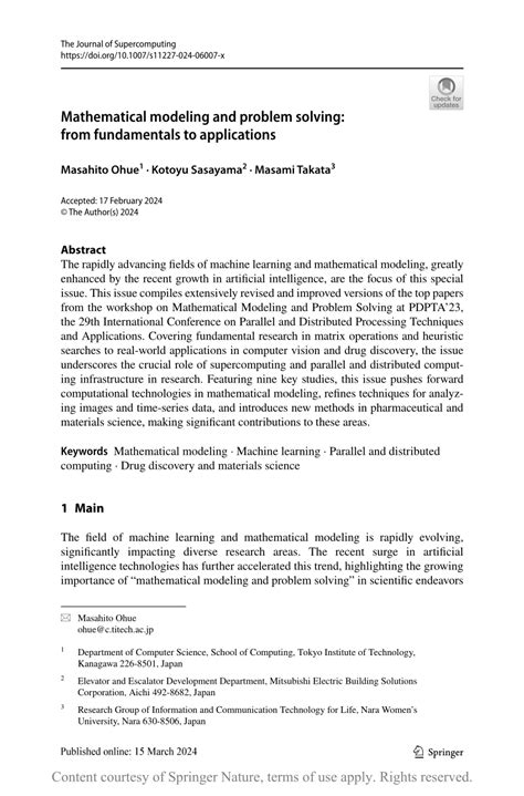 Pdf Mathematical Modeling And Problem Solving From Fundamentals To