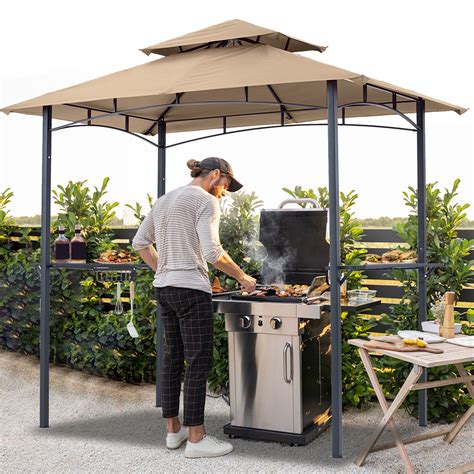 Abccanopy 8x5 Grill Gazebo Shelter Double Tier Bbq Canopy With Led