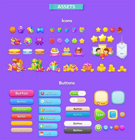 Casual Game Ui Assets Icons Buttons Game Ui Ui Buttons Puzzle Game