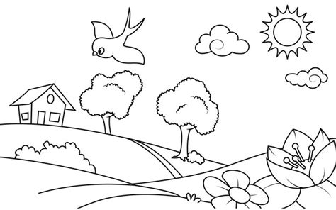 Peaceful And Beautiful Village Coloring Pages Coloring Pages