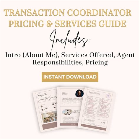 Transaction Coordinator Services And Pricing Guide Tc Pricing Template