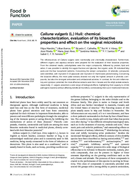 Pdf Calluna Vulgaris L Hull Chemical Characterization Evaluation Of Its Bioactive