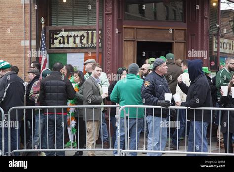 After The Irish Day Parade In Park Slope Brooklyn People Gather At